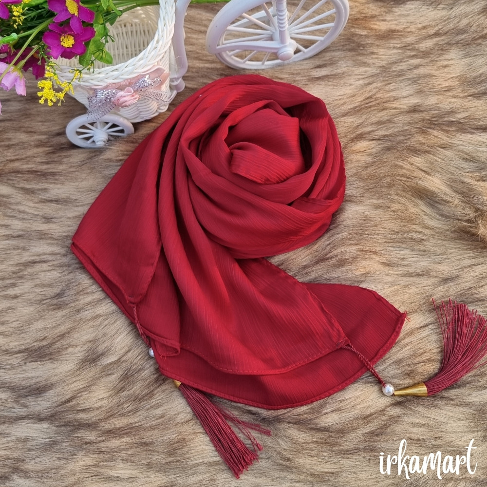 Elegant Satin Silk Hijab – Ruby – Irka Mart
